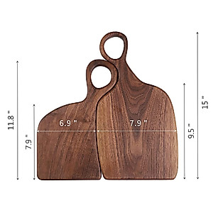 AXUYU Perfect Anniversary, Wedding, Housewarming Gifts for The Couple Cutting Board 2pcs Black Walnut Wood Cutting Board Set with Handle Decorative Serving Charcuterie Board for Kitchen