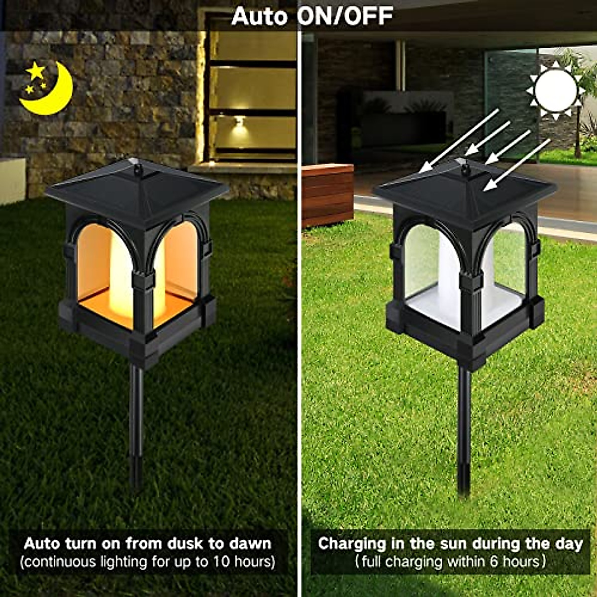 Merkisa Solar Lantern, IP65 Waterproof Solar Lights Outdoor Decorative with Assembly Accessories, 3 Light Modes Solar Powered Outdoor Lights for Patio, Garden, Yard and Table (2 Pack)
