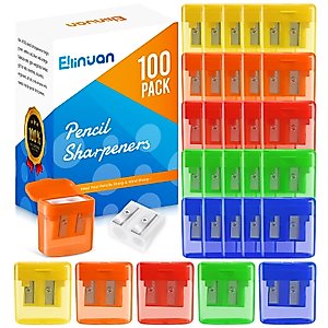 100 Pack Pencil Sharpeners Bulk - Double Hole Pencil Sharpener Manual with Cover for School Kids, Small Cute Pencil sharpeners Handheld for Students School Classroom Supplies