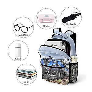 Eiis Blue Diesel Engine Train Personalized School Backpack for Kid-Boy /Girl Primary Daypack Travel Bookbag Option 5 One Size P22889