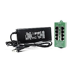 PoE Texas 4 Port PoE/PoE+ Injector with 56V 60W Power Supply - Gigabit Injector - Active Mode A Power Over Ethernet Multi Port PoE Adapter - Supports 4 PoE (802.3af or at) up to 60 watts