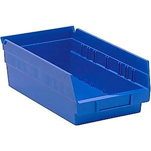 QUANTUM STORAGE SYSTEMS K-QSB102BL-10 10-Pack Plastic Shelf Bin Storage Containers, 11-5/8 inch x 6-5/8 inch x 4 inch, Blue