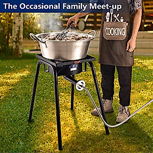 ARC Cast Iron Single Burner Propane Stove, 200,000BTU High Pressure Outdoor Gas Stove Cooker,16"Square Stove,Burners For Outdoor Cooking Turkey Fry,Crawfish Boil With Height Adjustable Legs