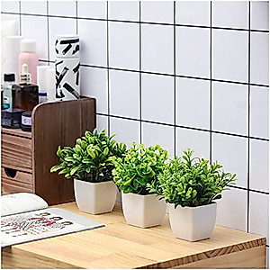 CADNLY Mini Artificial Plants Set - Faux Plants Indoor Small Fake Plants for Bathroom Office Desk - Green Plants Fake Potted Plants - Plastic Small Plants Decor for Shelf Shelves 3 Pack