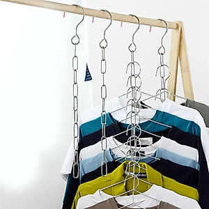 TraveT Hanging Clothing Chain Clothes Market Shop Display Hanging Chain Hooks with Ring Hanger