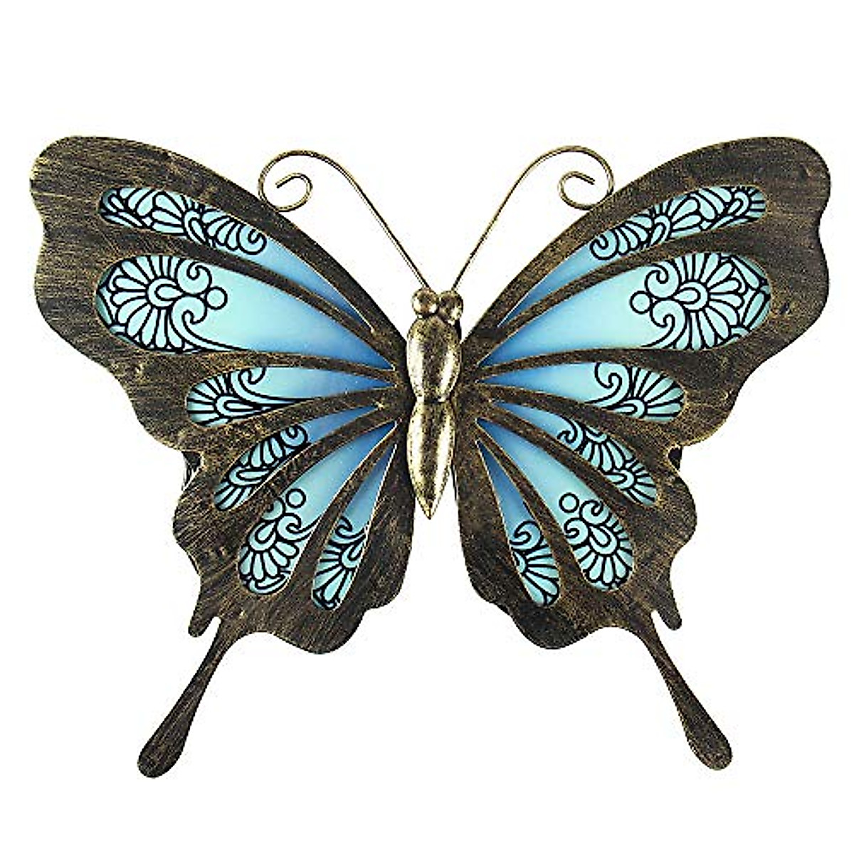 LIFFY Metal Butterfly Wall Decor - Outdoor Butterfly Wall Art - Glass & Metal Butterfly Decor for Outdoor Garden Fence Patio Butterfly Gifts for Women