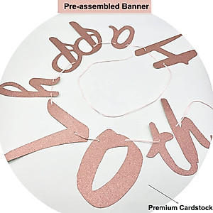 WOJOGO 70th Birthday Decorations Women, Rose Gold 70 Birthday Decorations for Men, Including Happy 70th Birthday Banner Hanging Swirls Birthday Cake Topper Balloons for Party Supplies