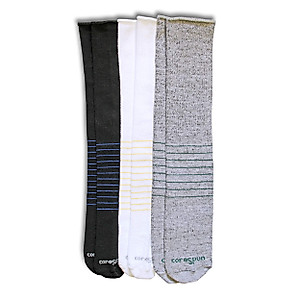 Core-Spun Patterned Child AFO Socks by SmartKnit- Halos 3 Pack - White/Grey/Black - Child Small