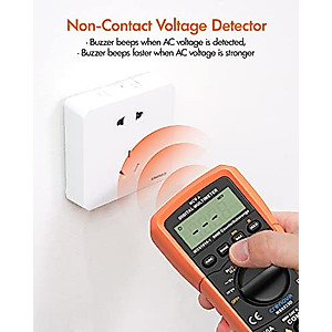 Crenova MS8233D Digital Multimeter 6000 Count Auto-Ranging DC AC Voltmeter Ohm Volt Amp Tester for Voltage Current Resistance Capacitance Continuity Diode Duty-Cycle Frequency NCV Live Wire Test