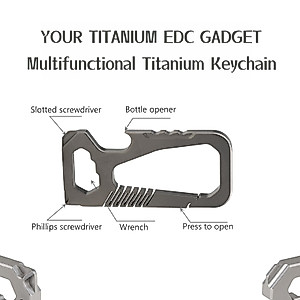 Imentha Titanium Carabiner Keychain with Bottle Opener - Heavy Duty Multifunctional EDC Key Chain for Camping, Hiking, and Everyday Use