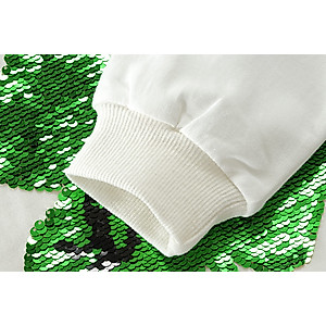 Little Hand Baby Girls Pullover Sweatshirts Toddler Flip Sequin Four Leaf Shamrock Shirts Long Sleeve Kids Clover Tops for 2t 3t