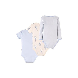 3 pack baby Boy Bodysuit I Breathable & Comfort I Blue short and long sleeve Bodysuit I 3-6 months old baby Boy I 100% Hypoallergenic cotton. (multiprenda niño)