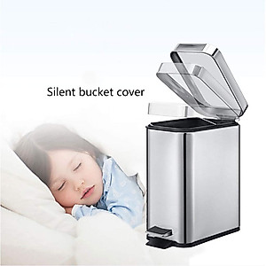 LUAN Trash Can Square Stainless Steel Kitchen Office Living Room Trash can,Foot Pedal Trash bin Removable Liner Plastic Waste bin, 5L/10L Waste Bin (Color : White-2, Size : 5L)