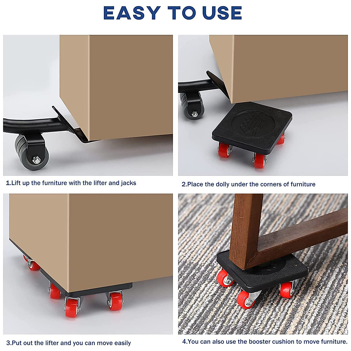 Furniture Dolly, Furniture Mover with 4 Wheels Heavy Duty Dolly Easy Furniture Lifter Mover Tool Set for Moving Heavy Furniture Sofa Cabinet Refrigerator，800 Lbs Capacity