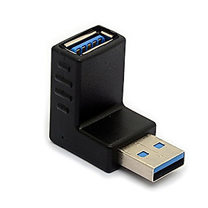 BSHTU USB 3.0 Adapter 90 Degree Right Angled Gender Changers USB Connector Type A Vertical Male to Female Extender L-Shape Plug 2Pcs (Down)