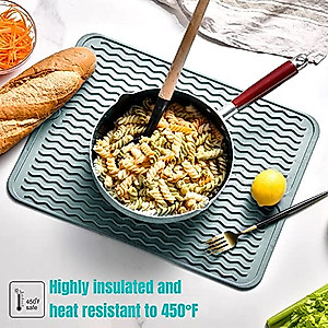 Silicone Dish Drying Mat for Kitchen Counter- Eco Friendly Food Grade Silicone Drying Mat - Easy to Clean Heat Resistant Dish Mat - Large (12" x 16") - Gray