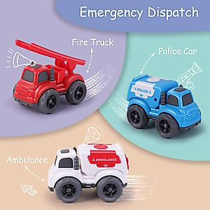 iPlay, iLearn Toddler Car Toys 1-3 Year Old, Kids Friction Construction Truck Set, Mini Push Go Rescue Vehicle, Small Dump Garbage Fire Trucks, Birthday Gifts for 18 24 Month 2 3 4 5 Boy Girl