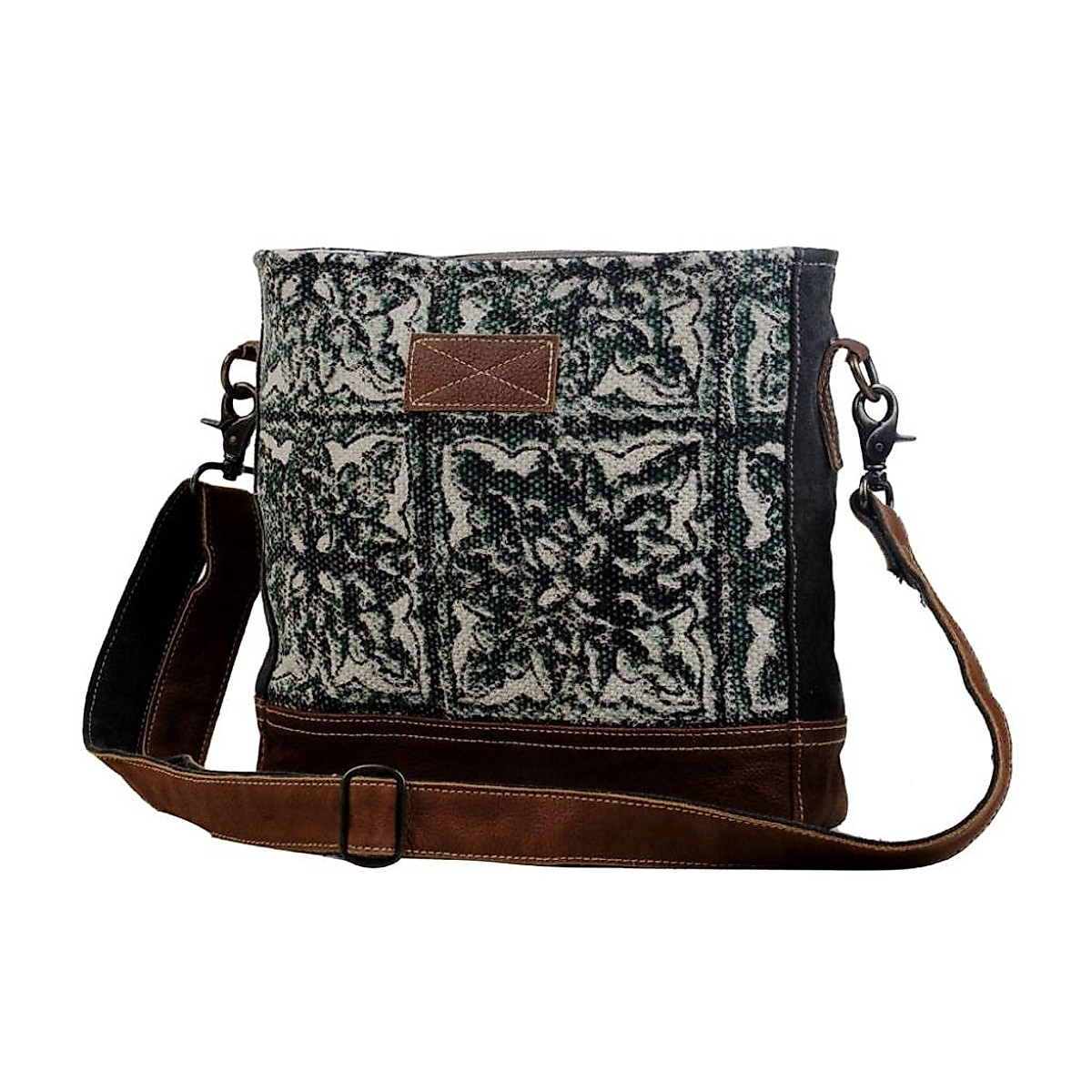 Myra Bag Labyrinthian Small & Crossbody Bag Upcycled Cotton & Leather S-2869