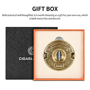 CIGARLOONG Cigar Punch Cutter Bronze Engrave Double Size Drill Cigar Hole Cutter(Silver1)