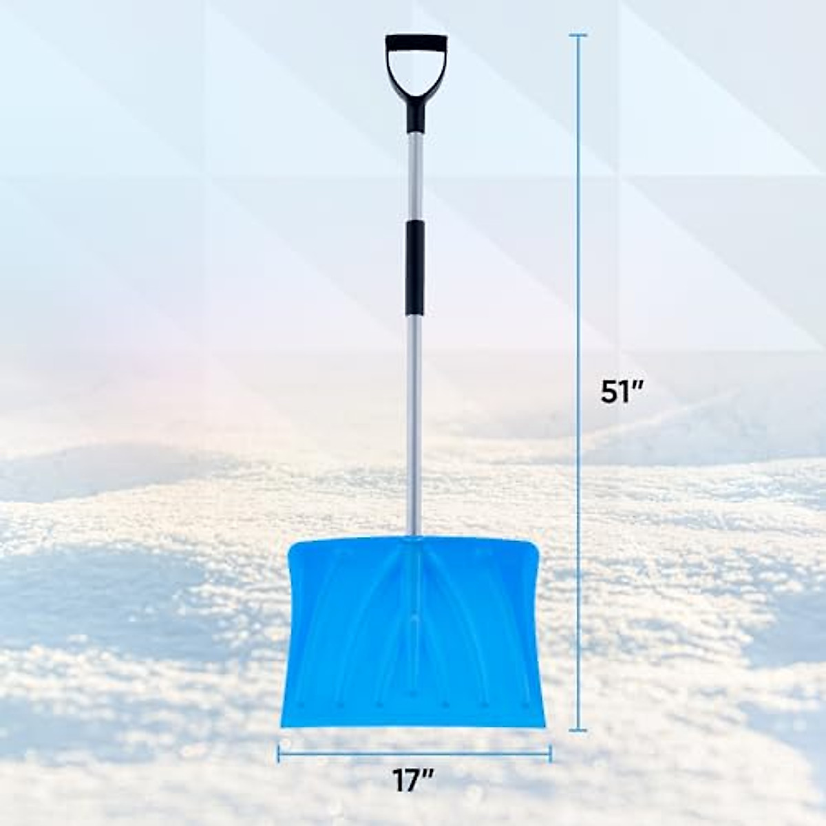 Superio Plastic Snow Shovel 18" Wide Snow Shovel for Driveway Heavy Duty Snow Shovel Snow Removal Snow Pusher Shovel with 51" Metal Handle (Blue, 2 Pack)