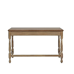 MARTHA STEWART Tabitha Solid Wood Writing Table with Metal Glides Drawer for Storage Living Room Furniture, Home Office Small Computer Desk, Turned Legs, 47.5" W x 23" D x 29" H, Natural