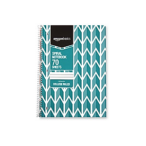 Amazon Basics College Ruled Wirebound Spiral Notebook, 70-Sheet - 5-Pack, Assorted Solid Colors