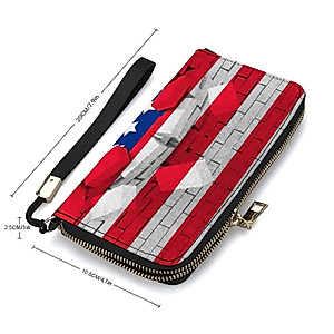 FunnyStar American USA Flag And Trump Leather Travel Wallet Wristlet Purse Portable Case For Boarding Pass ID Money Tickets With Zipper
