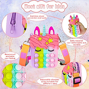 Pop Purse Pack Toy, Unicorn Rainbow Shoulder Crossbody Small Mini Little Keychain, 3 4 5 6 7 8 9 10 12 Year Old Birthday Gifts for Toddler Kids Girl, Christmas Stocking Stuffers