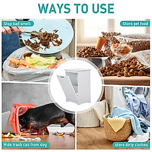 JAXPETY Tilt Out Trash Cabinet Kitchen Trash Can Holder Wood Laundry Hamper Recycling Trash Cabinet with Angle Adjustable Door, White (Single Door)