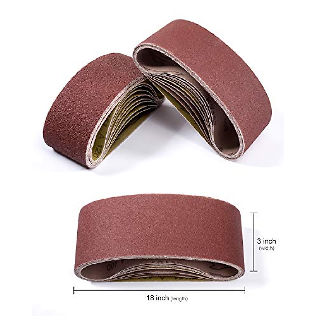 S SATC 3x18 Sanding Belts 20PCS Belt Sander Paper Aluminum Oxide (3 Each of 60/80/120/150/240/400 Grits & 2 of 40 Grits) Ideal for Wood Metal Paint Sanding