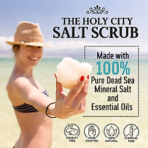 Exfoliating Body Scrub - Pure Dead Sea Salt Scrub for Hands and Body, 16 fl oz Hydrating Moisturizing Skin Care for Body Acne, Wrinkles (Honey Almond)