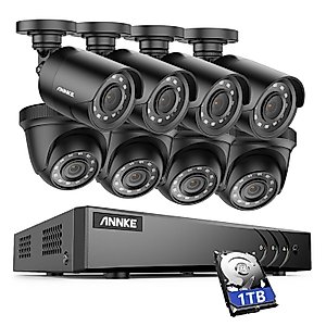 ANNKE 8CH Wired Security Camera System Outdoor, H.265+ Surveillance DVR Recorder with 8 x 1080p Home CCTV Cameras, Up to 100 ft Night Vision, Motion Detection, Easy Remote Access, 1TB Hard Drive