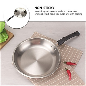 FOMIYES Kitchen Frying Pan Stainless Steel Non- Stick Frying Pan Steel Skillet Wok Kitchenware for Cooking 22cm (Silver)
