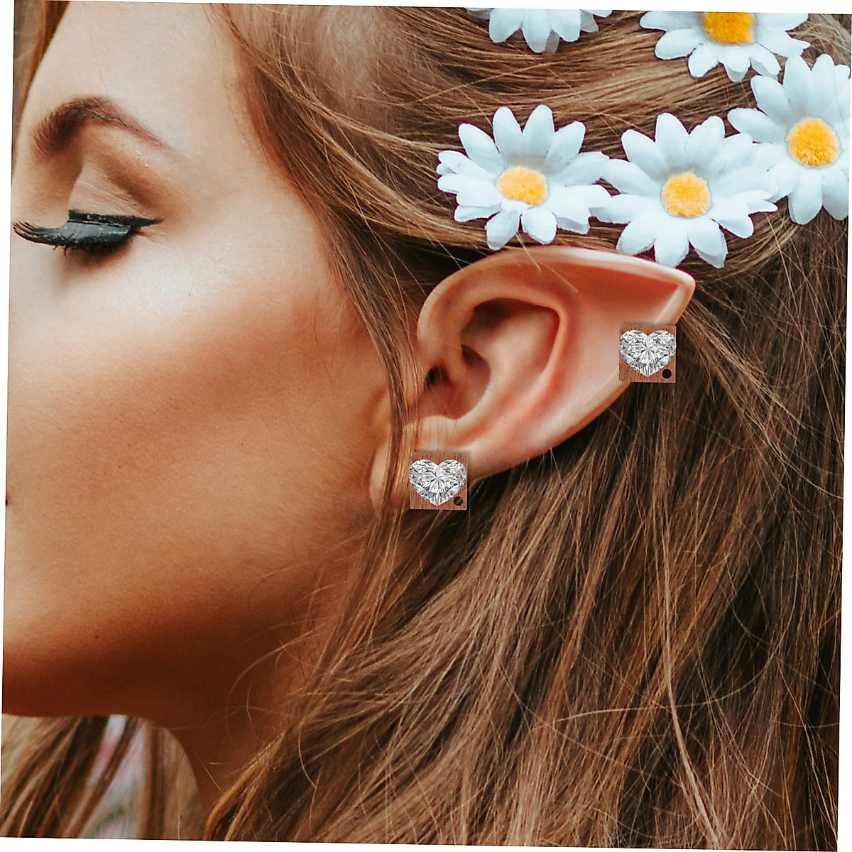 VILLCASE 2sets Wooden Earring Posts Studs Flat Pad DIY Jewelry Accessories for Earring Making 20pcs*2