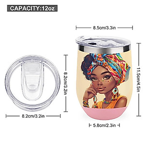African Ame-rican Woman Insulated Tumbler with Lid Stainless Steel Coffee Mug Cute Wine Tea Water Cup Pink-style