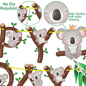 Koala Birthday Party Decorations with Cute Koala Happy Birthday Banner, Latex Balloons, Cake Cupcake Toppers for Koala Birthday Party Jungle Animal Party Supplies