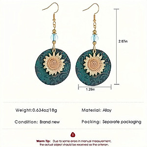 la luen Sunflower Dangle Earrings,Boho Fashion Elegant Vintage Round Ethnic Hook Earrings for Women (Bohemian style)