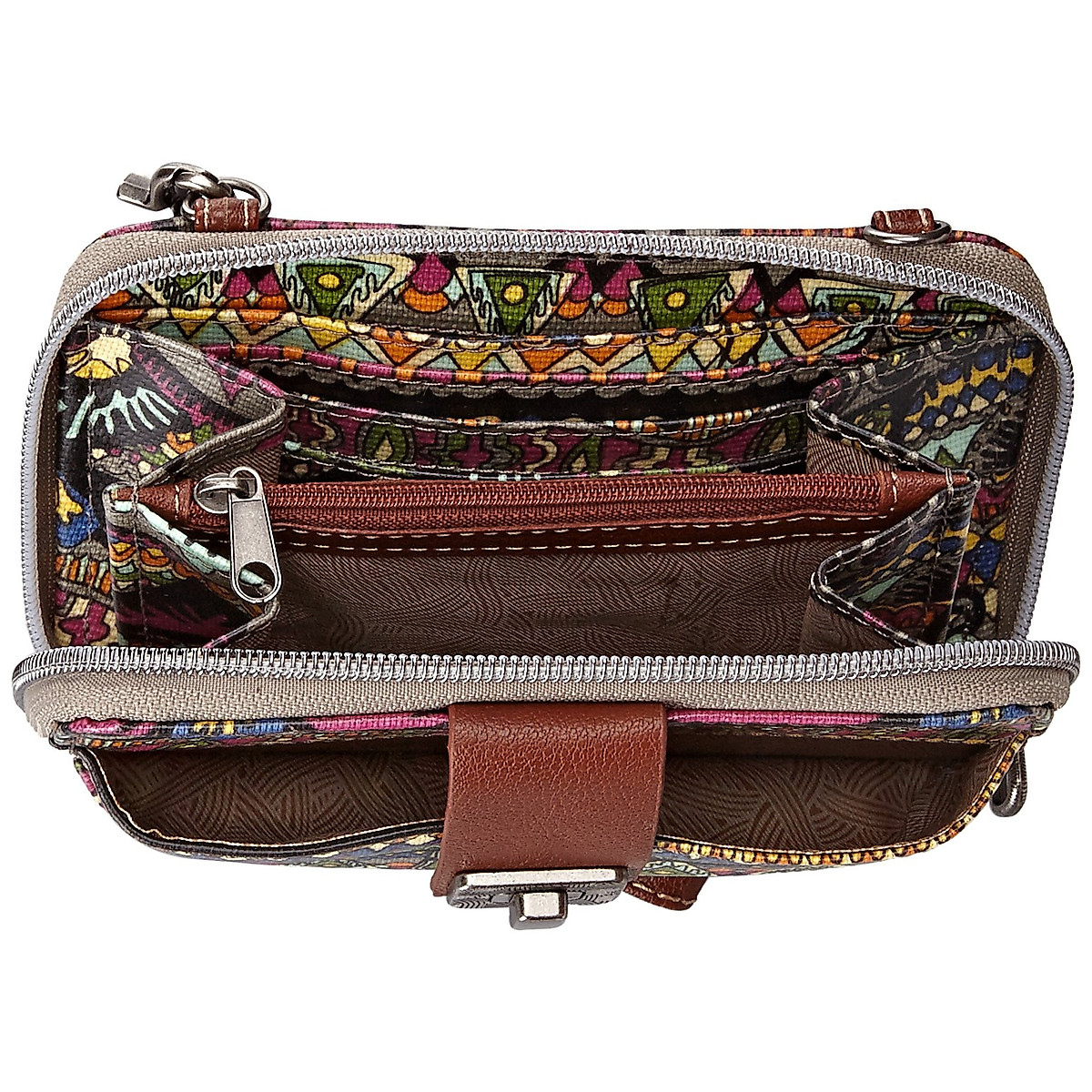 Sakroots Women's Artist Circle Smartphone Crossbody, Charcoal One World, One Size