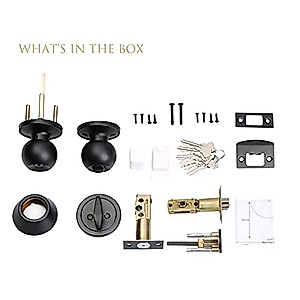Exterior Door Knobs Exterior Door Lock Set with Deadbolt, Single Cylinder Deadbolt Door Locks with Keys, Keyed Alike,Matte Black Door Knob and Deadbolt(1Pack)