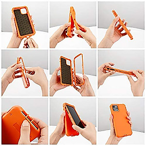 Sansunto for iPhone 11 Case Orange, Silicone Durable Protective Case,Heavy Duty Shockproof Full Body Case 3in1 Hard PC Bumper and Back Cover for iPhone 11 6.1 inch (Orange/Matcha Green)