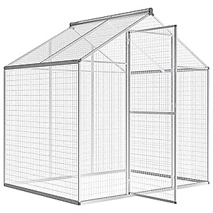 Festnight Outdoor Aluminum Bird Cage Large Parrot Cockatiel Macare Finch Walk in Aviary Heavy Duty Wire Mesh Flight Protect 70.1 x 48 x 76.4 Inches (L x W x H)