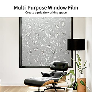 DKTIE Static Cling Decorative Window Film with Installation Tools, Non Adhesive Privacy Film, Window Privacy Film Decorative Butterflies, Window Film Frosted Glass (01, 17.7 x 78.7 Inch)