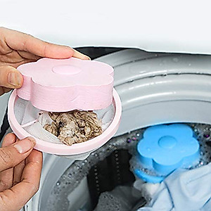 Connoworld Laundry Ball Flower Shape Washing Machine Hair Removal Laundry Ball Floating Filter Mesh Bag Pink
