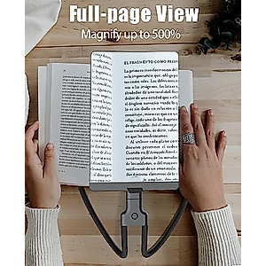 Magnifying Glass for Reading 5X Hands Free 5.3''x 8.7'' Magnifier Neckwear Large Full Page View, for Seniors, Men and Women, Magnifying Lens for Sewing Cross Stitch Needlepoint Jewelry Coins(Black)