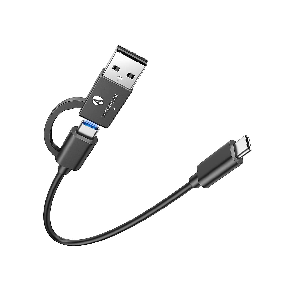 Afterplug 2-in-1 USB C to USB C/A Cable (1ft), USB3 10Gbps & 60W PD Charger Cord for iPhone 15 & 16 Series, MacBook, iPad, Samsung S24 S23 S22, Power Bank
