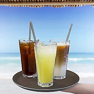 TOPZEA 3 Pack Non-Slip Serving Tray, 11 Inch Fiberglass Small Server Tray Bar Tray, Round Cafeteria Tray Food Tray for Coffee Table, Drinks, Restaurant, Coating with Rubber Surface, Brown