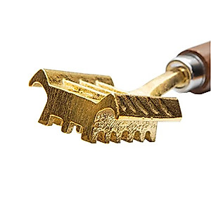 RANSHOU Fish Scaler Remover No Mess Heavy Duty Double Wing Blade, Japanese Professional Fish Scale Scraper Tool, Wood Handle, Brass Gold, Made in JAPAN