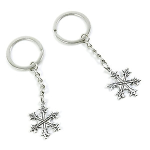100 Pieces Keychain Keyring Door Car Key Chain Ring Tag Charms Supplies Y6RW7I Snow Flake Snowflake