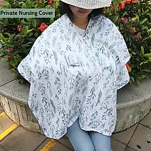 DILIMI Car Seat Covers for Babies, Peekaboo Opening Infant Car Seat Canopy for Baby Boys Girls, 2 in 1 Mom Nursing Breastfeeding Covers, Minky Warm Carseat Canopy for Newborn, Green Leaf