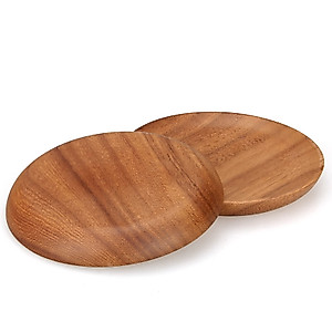 2 Pcs Small Wooden Plates for Eating Acacia Wood Appetizer Plates Snack Plate Mini Serving Dishes Plate Round Charcuterie Boards Cheese Serving Platter Cake Cookie Food Plate
